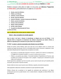 Questions de compréhension et analyse littéraire du Misanthrope